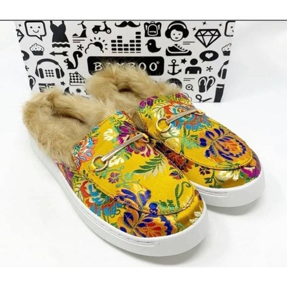BAMBOO | Shoes | New Bamboogrand Slam Mules Yellow Fabric Size 75 ...
